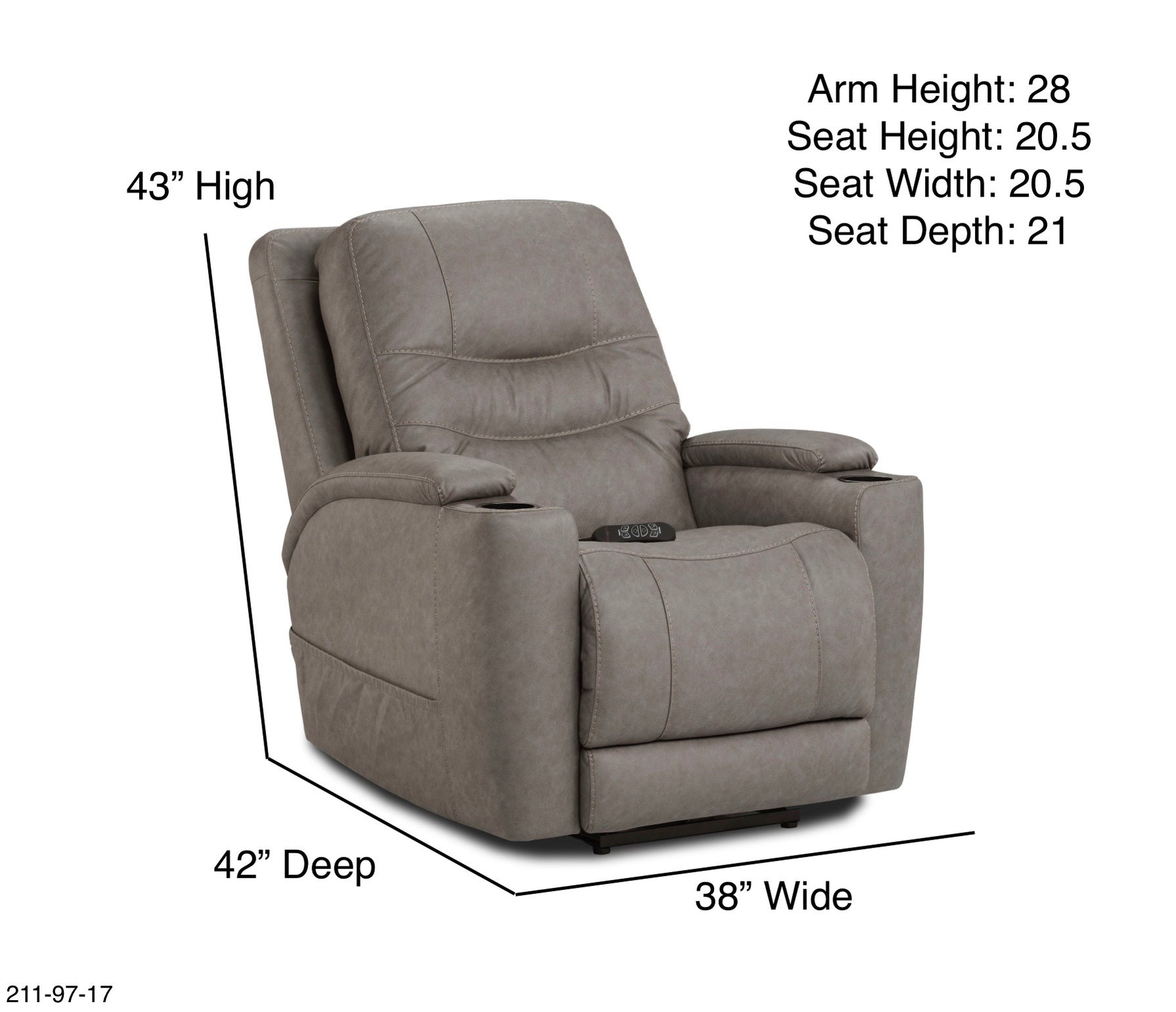 Motion Ease - Reese Power Headrest Recliner in Grey - 211-97-17 ...