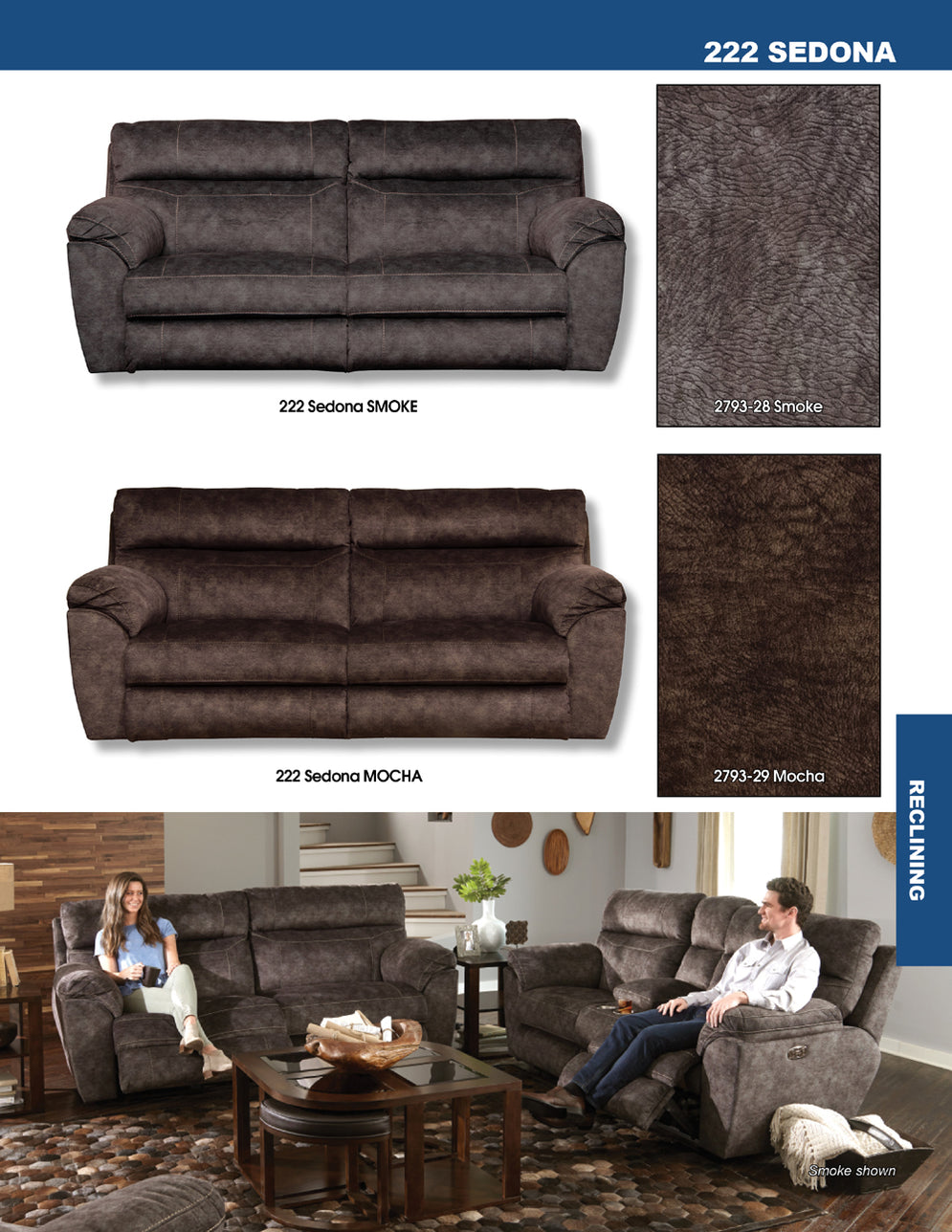 Catnapper - Sedona Power Lumbar Power Reclining Sofa in Smoke - 222P ...