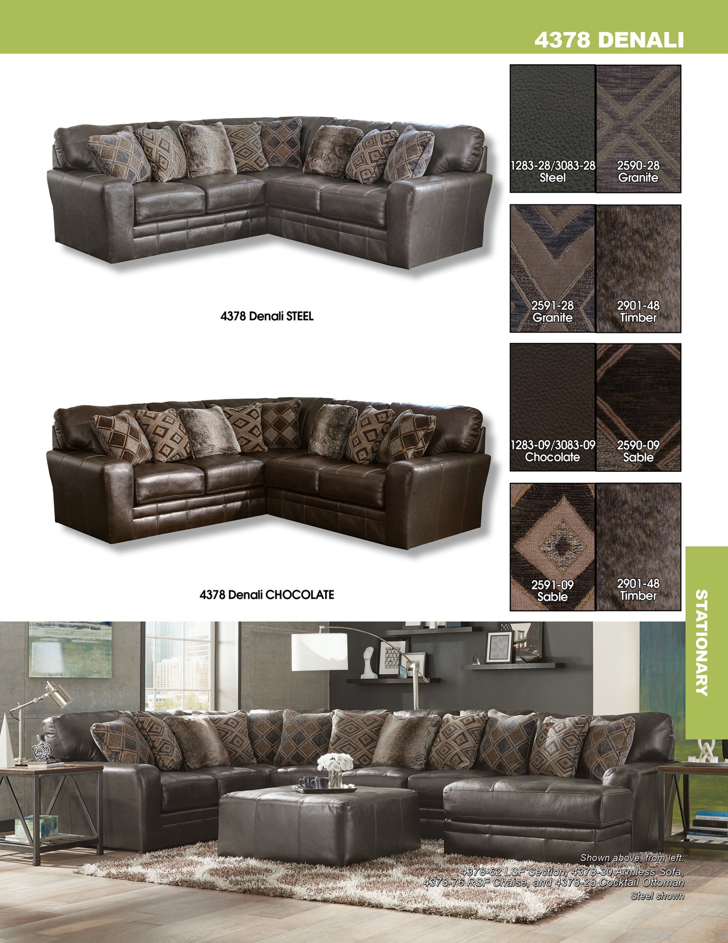 Jackson Furniture - Denali 3 Piece Sectional Sofa in Steel - 4378-72-7 ...