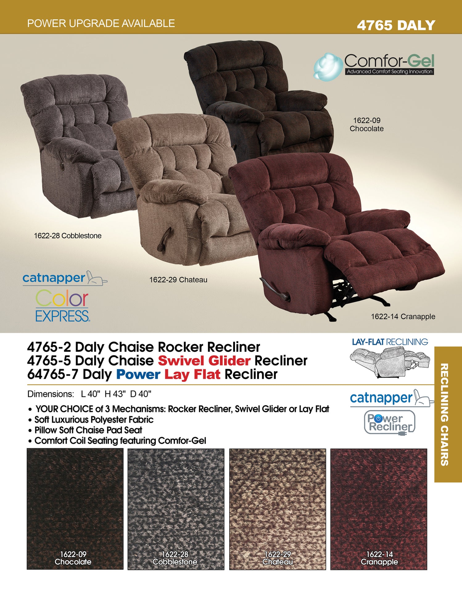 Catnapper - Daly Chaise Swivel Glider Recliner in Chateau - 4765-5Chat ...