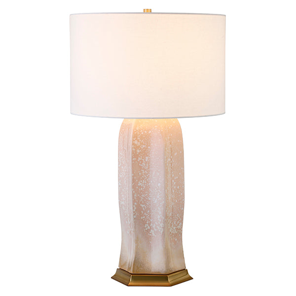 Worlds Away - Barron Ceramic Table Lamp with Satin Brass Base In Blush — GreatFurnitureDeal