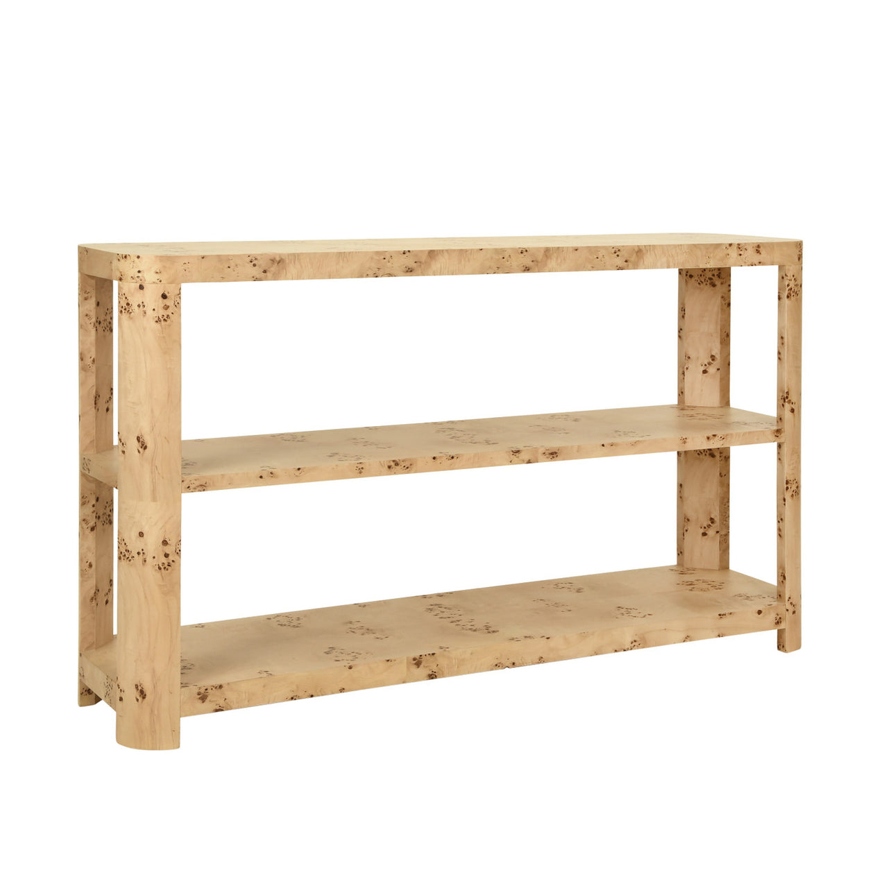 Home Worlds Away - Emery Tier Tier Console With Curved Corners In Burl ...