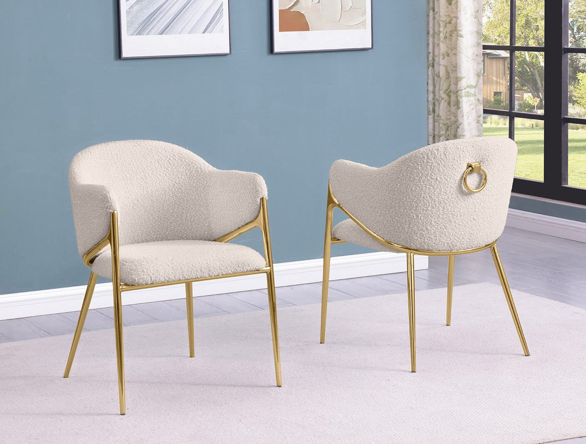 Mariano Furniture - Teddy Boucle Fabric Side Chiar in Gold (Set of 2 ...