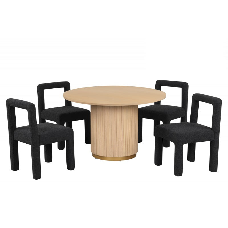Mariano Furniture - CD040 - 5 Piece Round Dining Table Set in Black ...