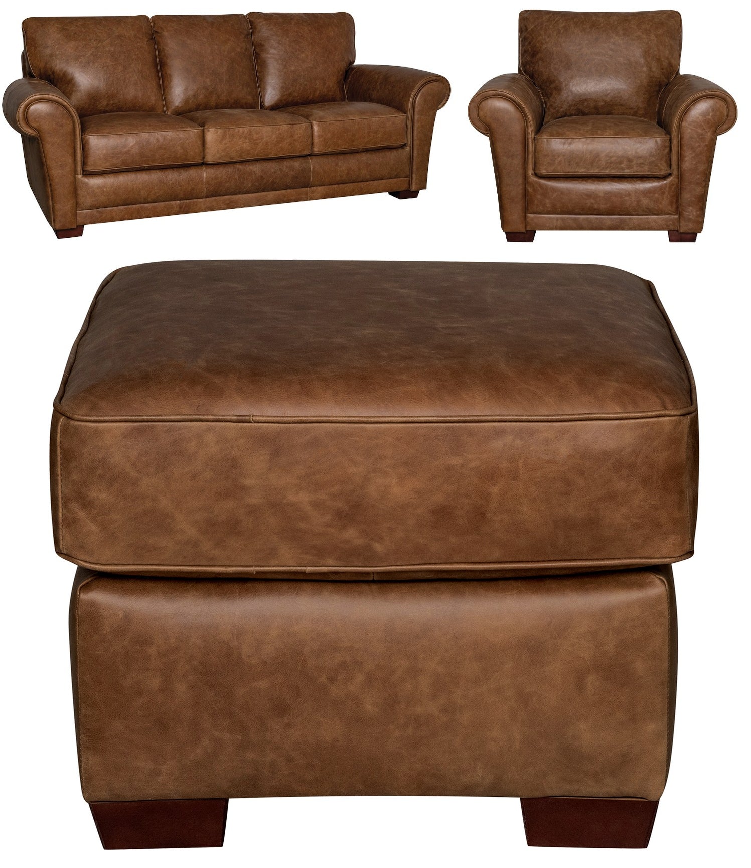 Home Mariano Italian Leather Furniture - Mark 3 PC Living Room Set in ...