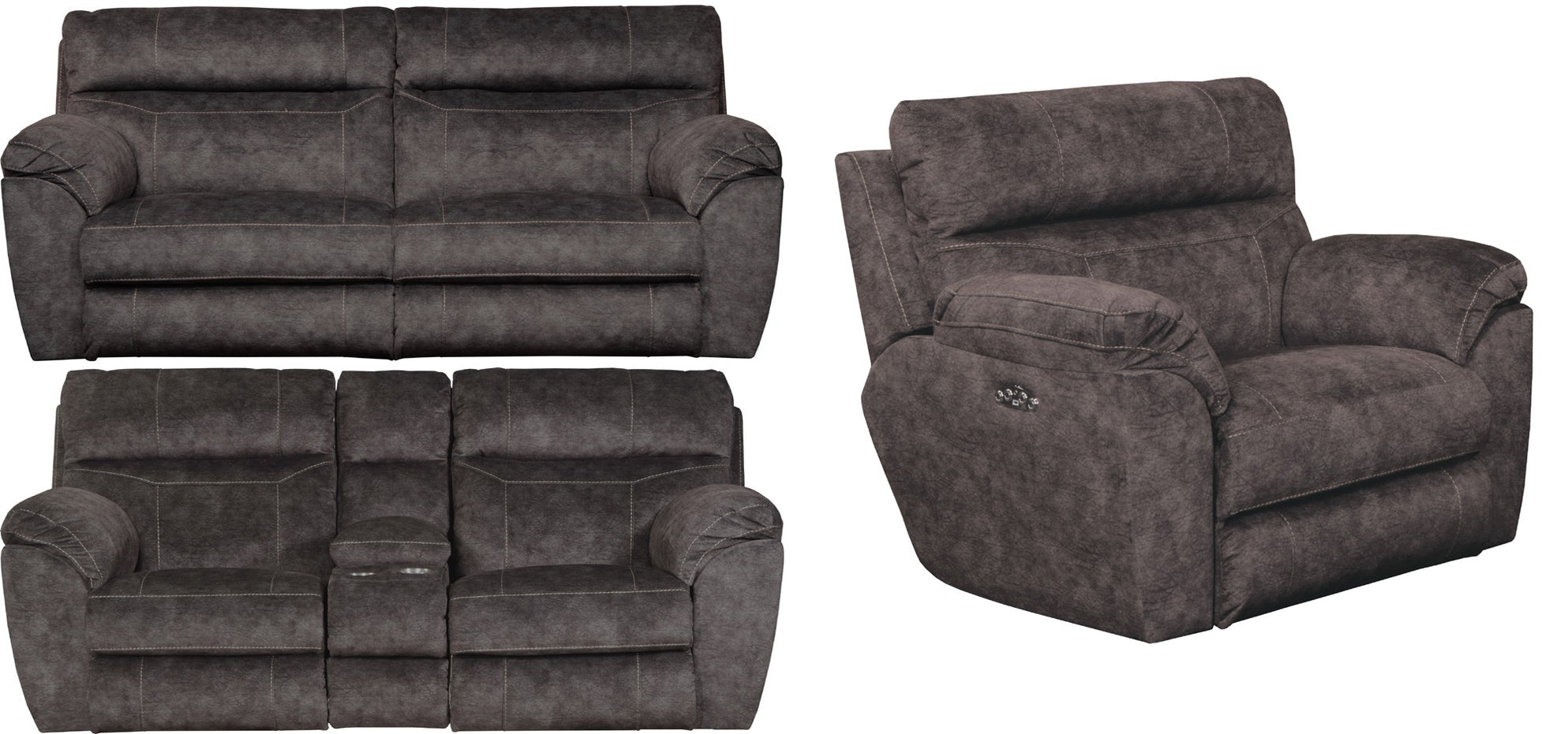 Catnapper - Sedona 3 Piece Power Reclining Living Room Set in Smoke ...