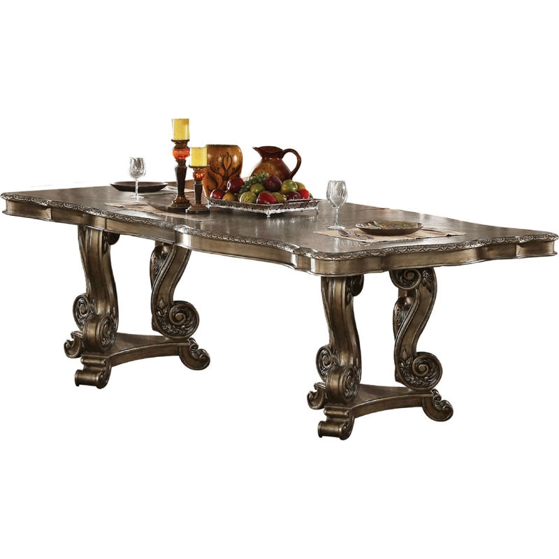 Acme Furniture - Ragenardus 90" Ext Double Pedestal Dining Table in Vi ...