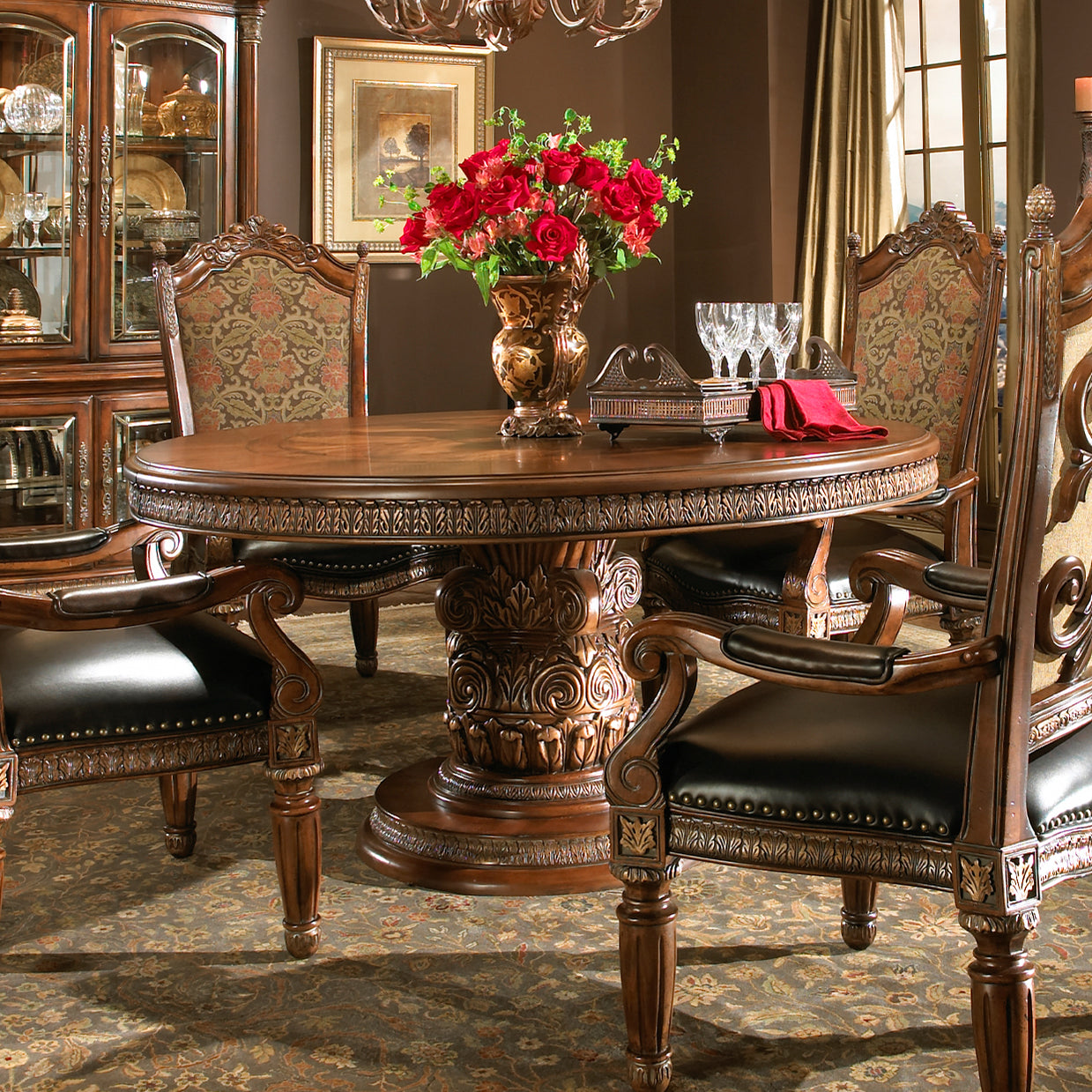 AICO Furniture - Villa Valencia 6 Piece Round Dining Room Set - 72001 ...