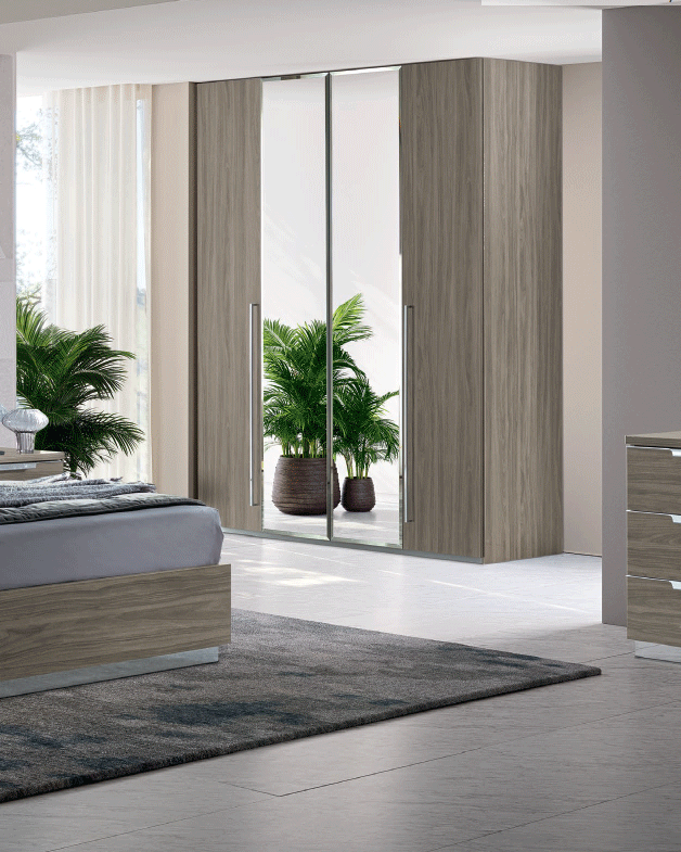 ESF FURNITURE - Kroma 4 Door Wardrobe with 2 Glass Doors in Grey - KRO ...