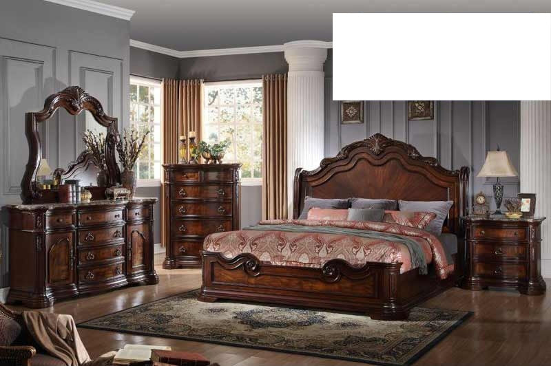 Mariano Furniture - B1003 Walnut 6 Piece Queen Panel Bedroom Set - BMB ...