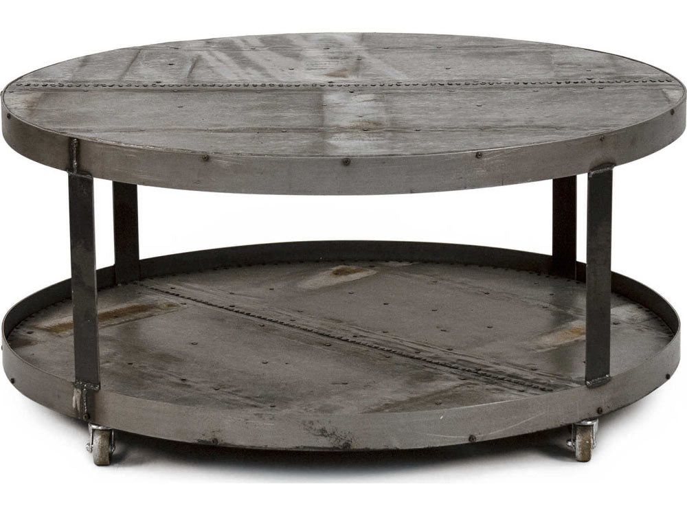 Zentique - Bennett Rustic Galvanized Tin 40'' Wide Round Coffee Table ...